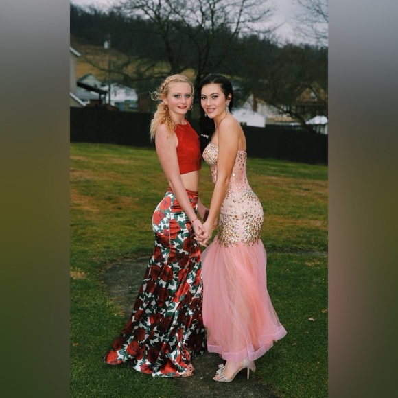 Geneva Platinum | Dresses | Red Rose Theme Prom Or Formal Gown Size 2 ...